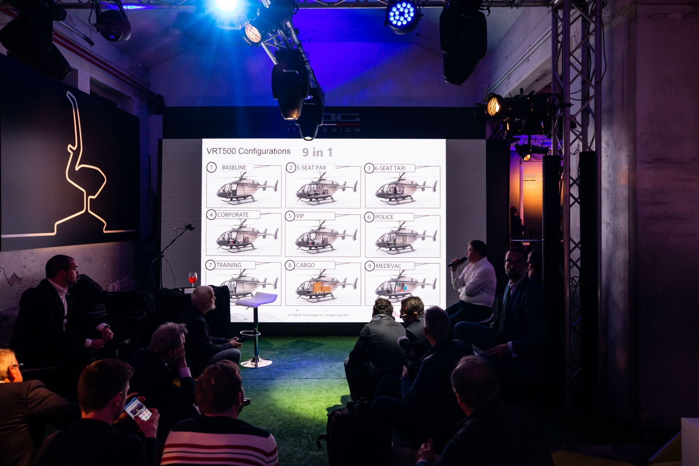 VRT500 helicopter presented at Milan Design Week