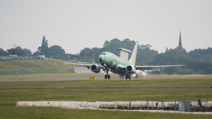 First flight of the British Boeing E-7 Wedgetail